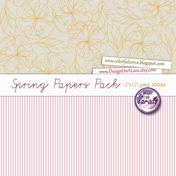 Spring Digital Paper Pack, Spring Patterns, Flower Patterns, Pink ...