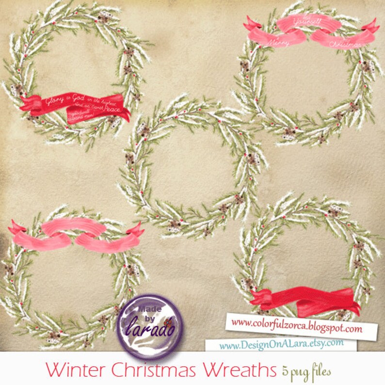 Christmas Digital Wreath Winter Wreath Clipart Handdrawn - Etsy