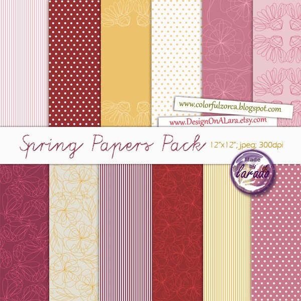 Spring Digital Paper Pack, Spring Patterns, Flower Patterns, Pink ...