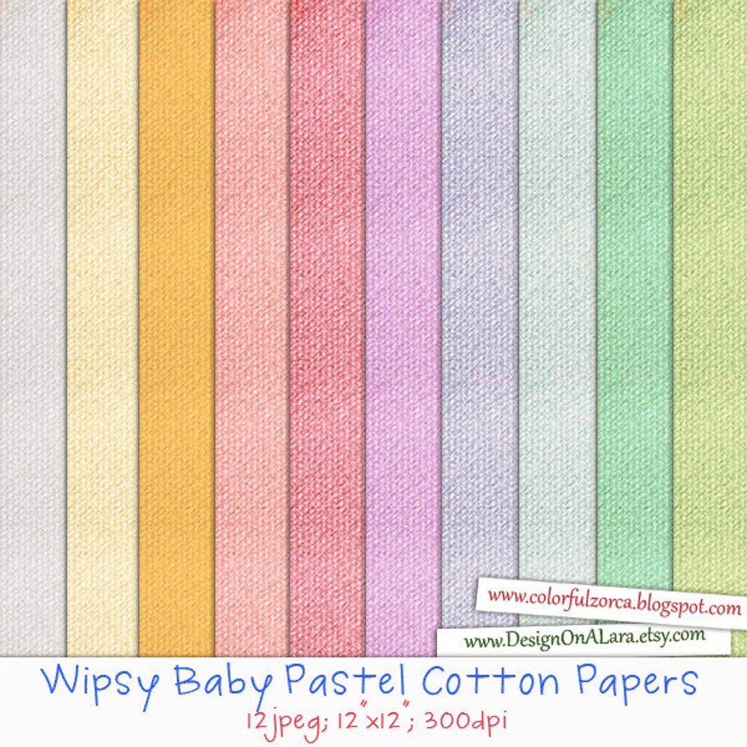 Pastel Cotton Digital Paper, Wispy Baby Pastel Papers, Cotton Textured ...