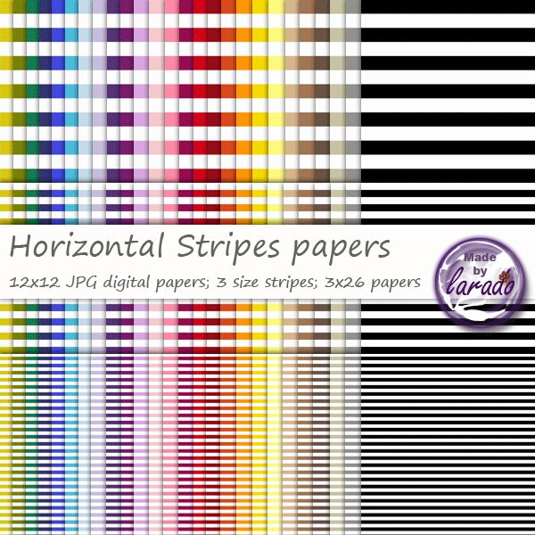 Horizontal Stripes Digital Paper, Commercial Use, Scrapbook Papers ...