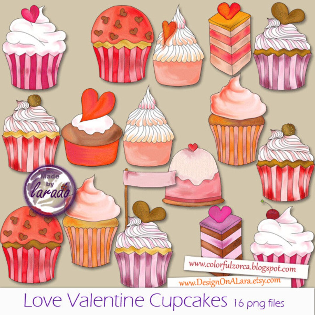 Valentine's Cupcakes Clipart Love Cupcakes Clip Art - Etsy