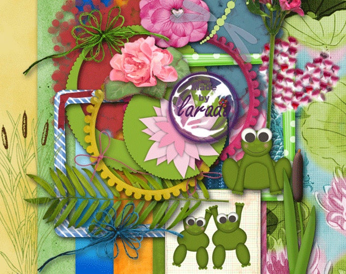 My Cute Frog: Instant Download Digital Scrapbook Kit Clip - Etsy