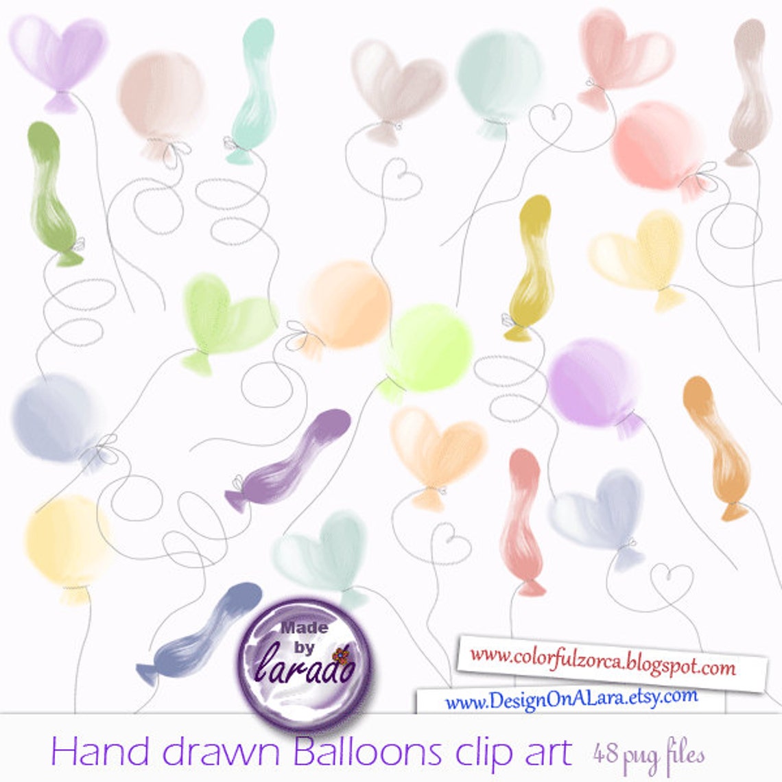 Party Balloons Clip Art, Birthday Party Clip Art, Colorful Balloons ...