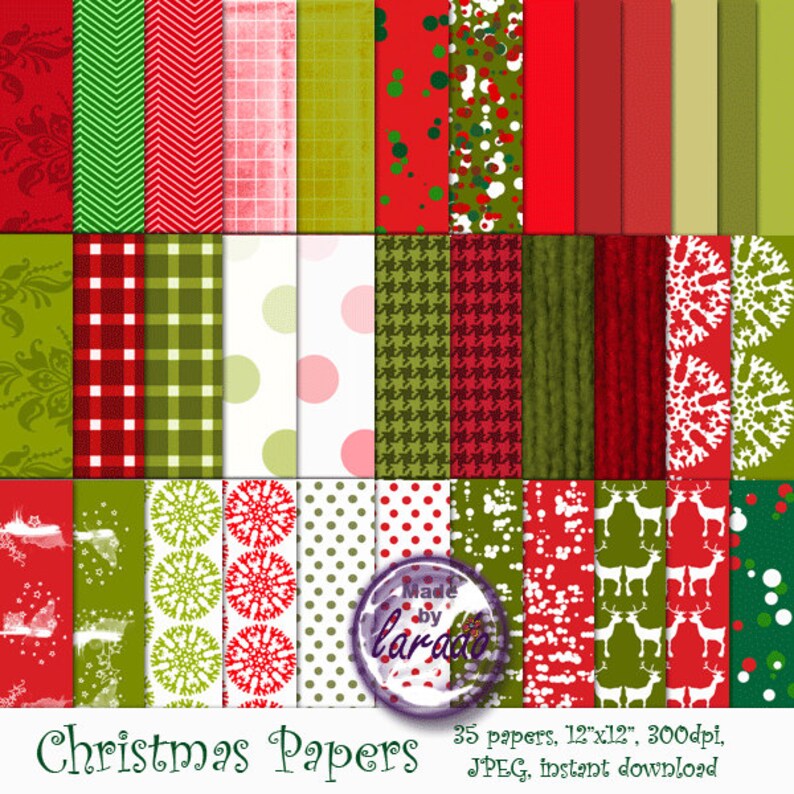 Christmast Papers: Backgrounds in Red and Green, for Scrapbooking ...
