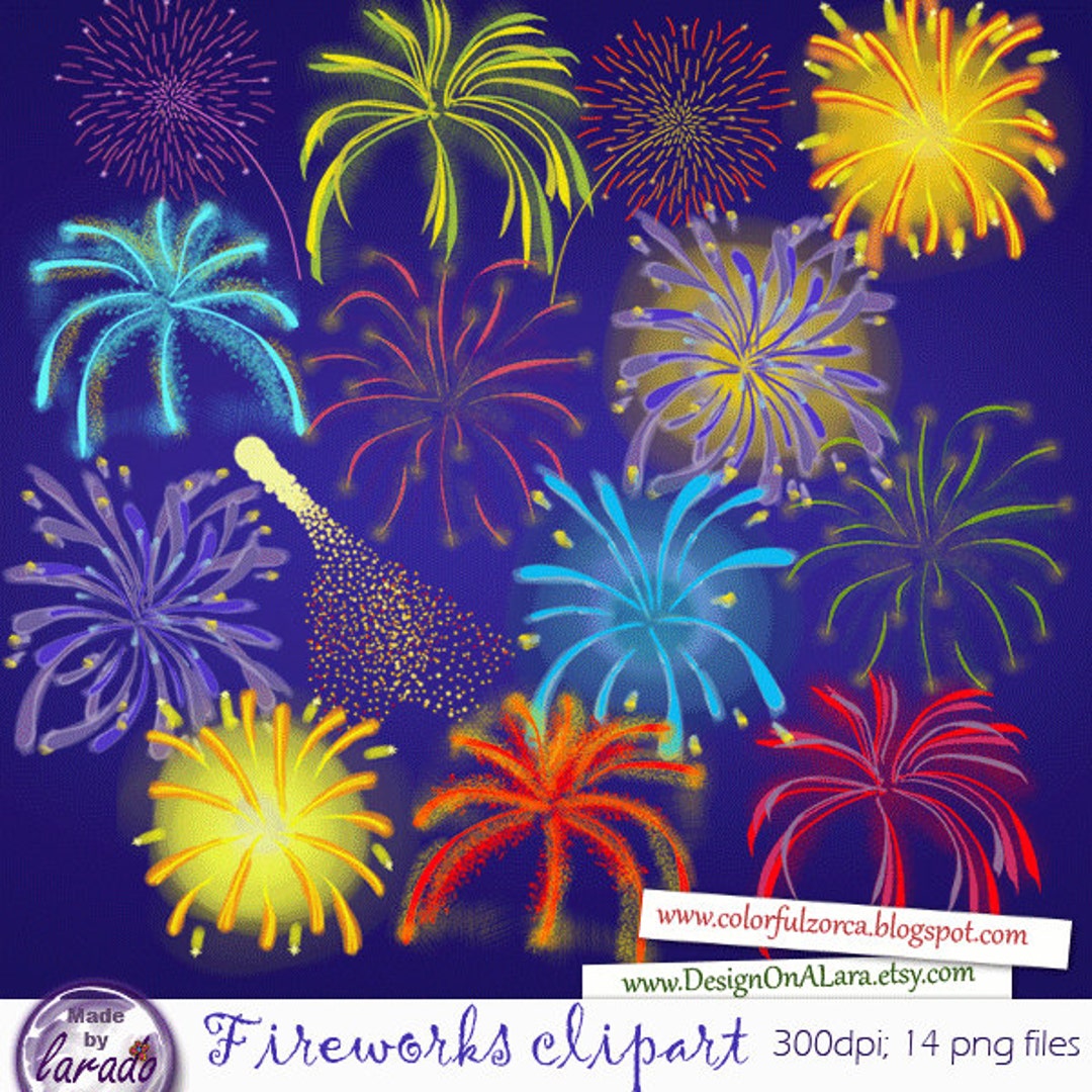 Fireworks Digital Clipart, Dazzling Fireworks Clip Art, Wedding ...