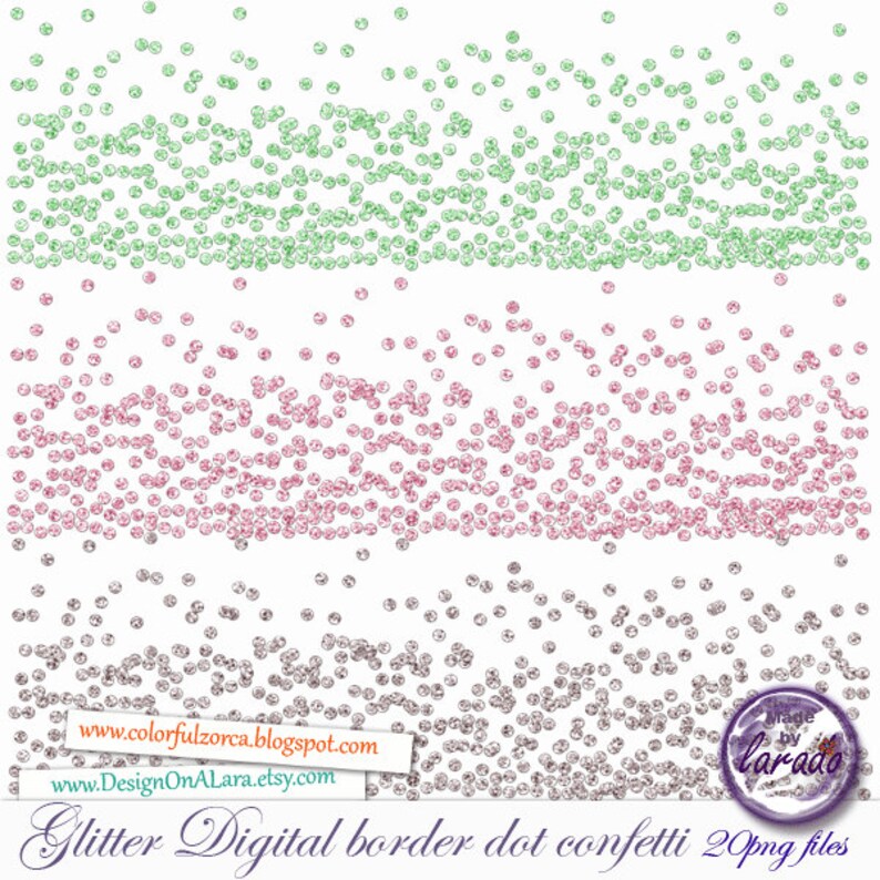 Glitter Digital Border Dot Confetti, Glitter Borders, Glitter Confetti ...