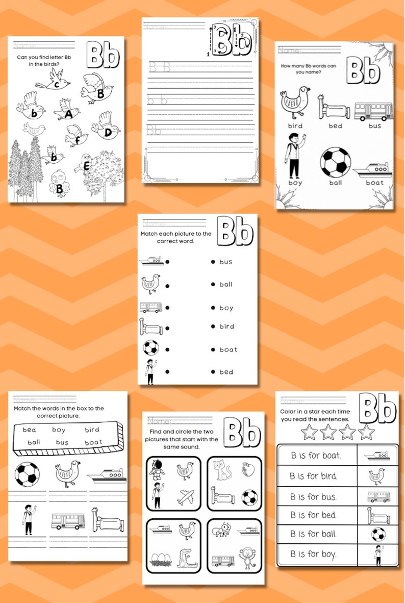 Letter Bb Worksheets Alphabet Phonics Unit Literacy Kindergarten 1st ...