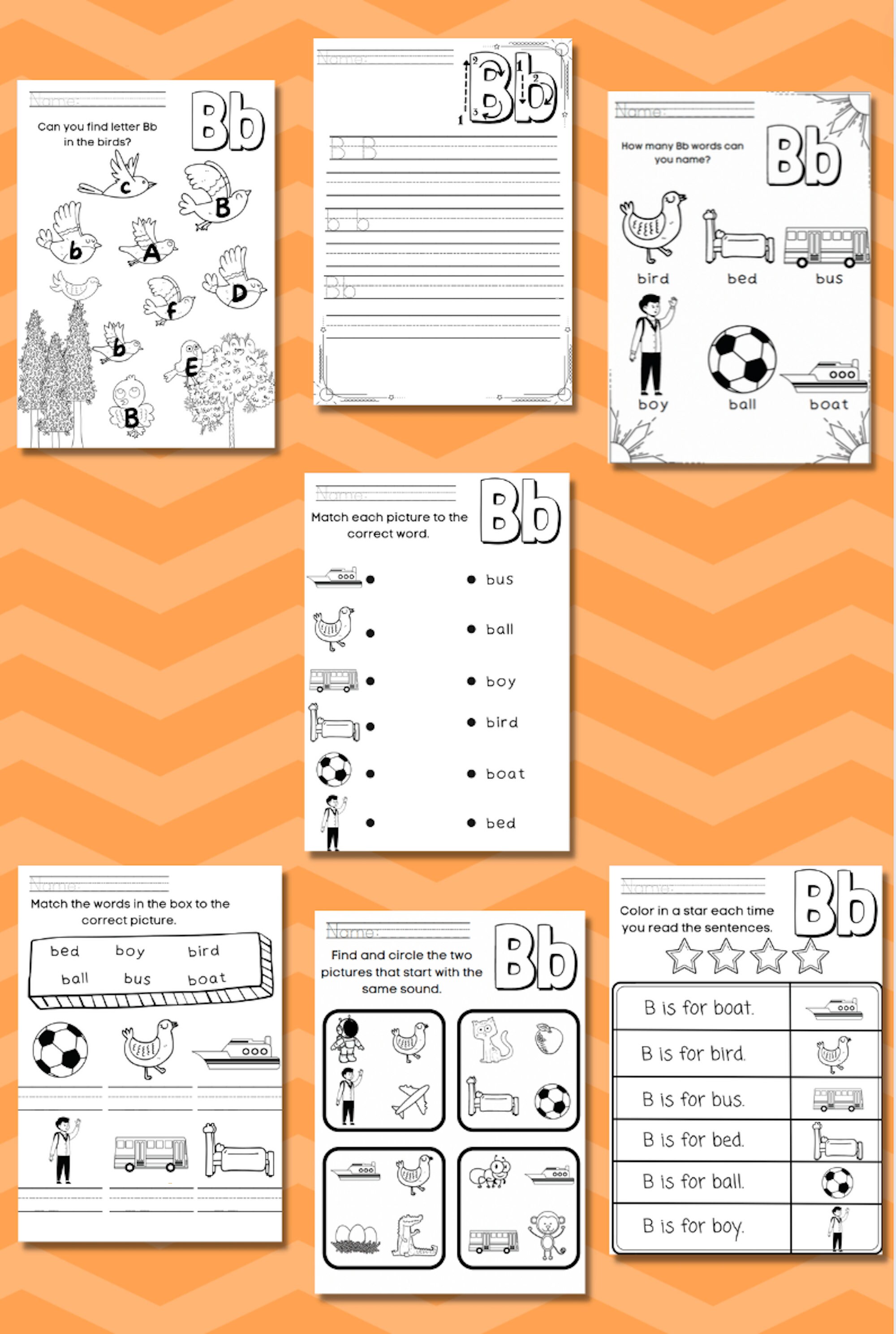 Letter Bb Worksheets Alphabet Phonics Unit Literacy Kindergarten 1st ...