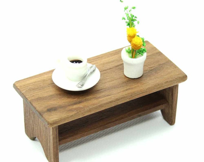 Dollhouse Furniture - Walnut Coffee Table, Wood Table, Mini Furniture ...