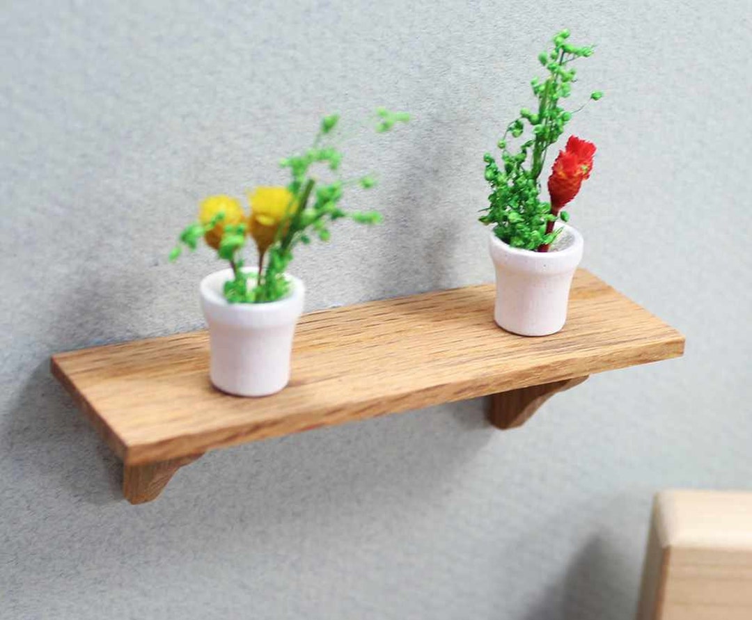 Oak Mini Shelf, Wood Wall Shelf, Dollhouse Furniture Accessory, Mini ...