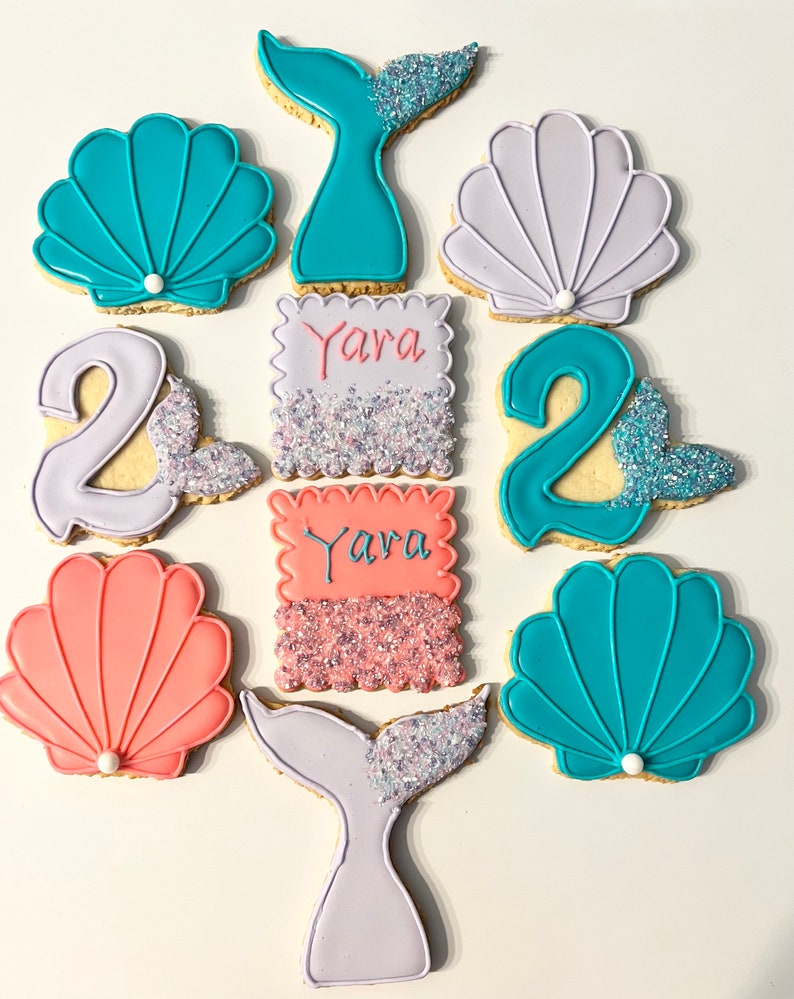 Mermaid Themed Cookies - 1 Dozen - Etsy