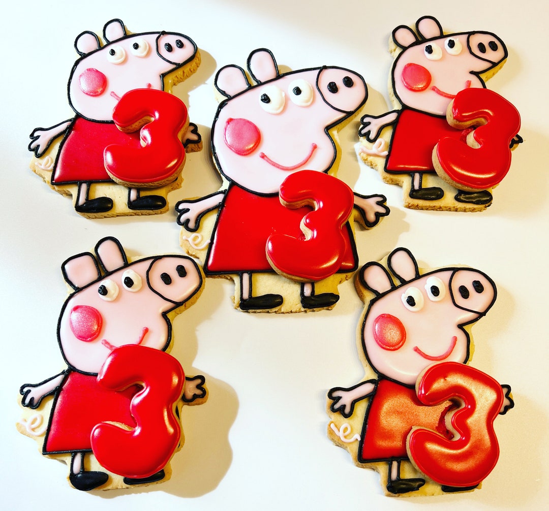 Peppa Pig Cookies W/number - 1 Dozen - Etsy