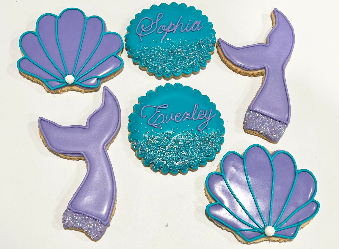 Mermaid Themed Cookies 1 Dozen | Etsy
