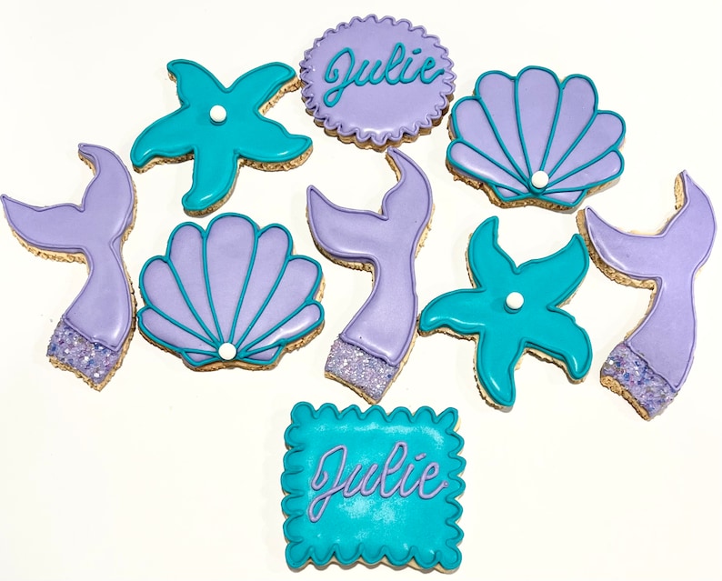 Mermaid Themed Cookies - 1 Dozen - Etsy