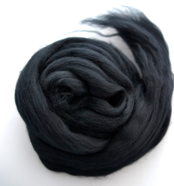 RAVEN BLACK Merino Wool Roving 14oz 1/2oz or 1oz | Etsy