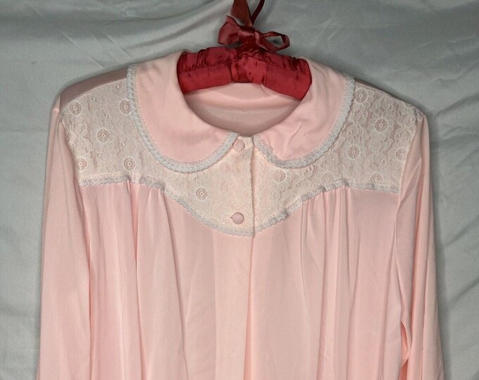 Lorraine Pink Nylon Bed Jacket Lace Trim Covered Buttons Size M Vintage 1960s - Etsy