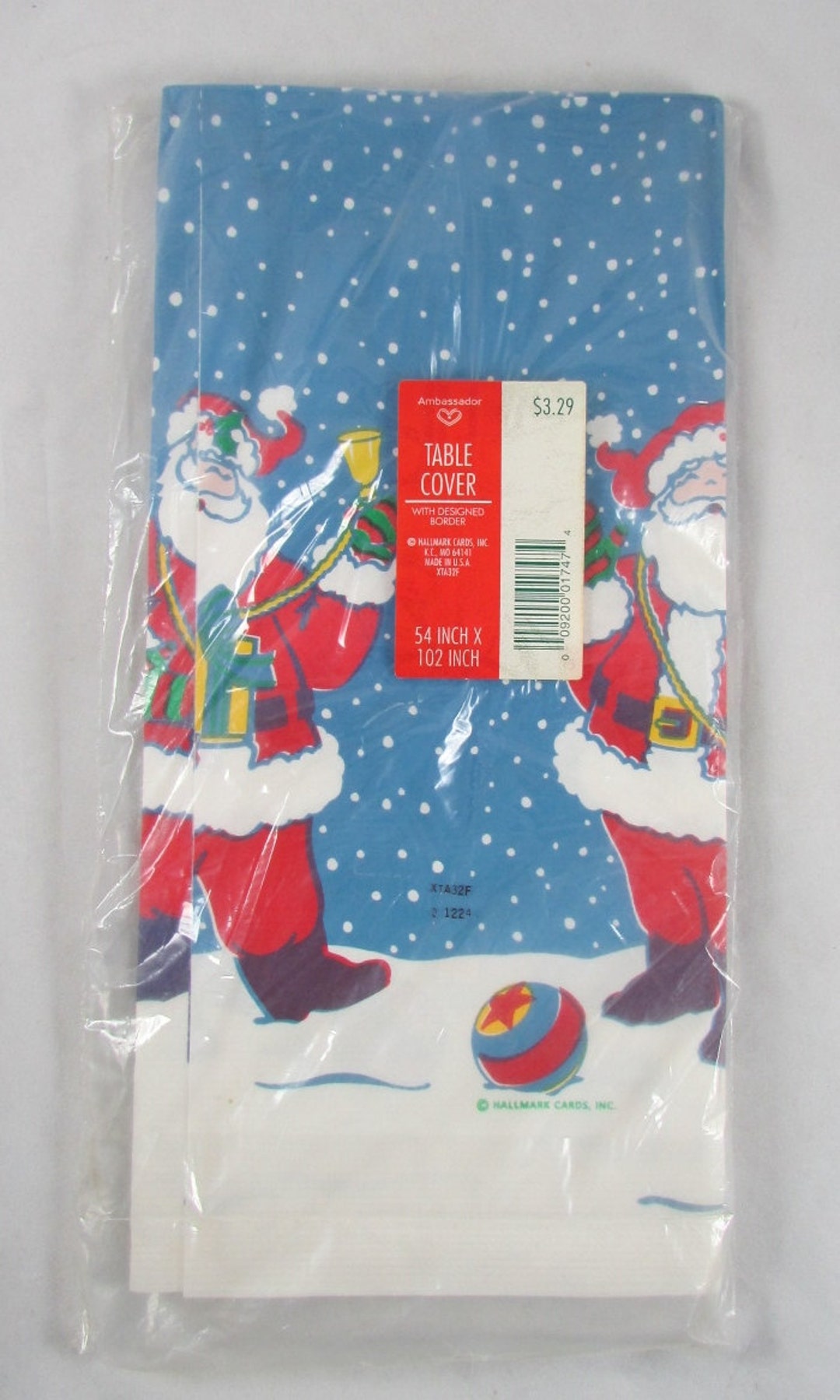 Santa Table Cover Paper 54 X 102" Vintage Hallmark Christmas Holiday ...