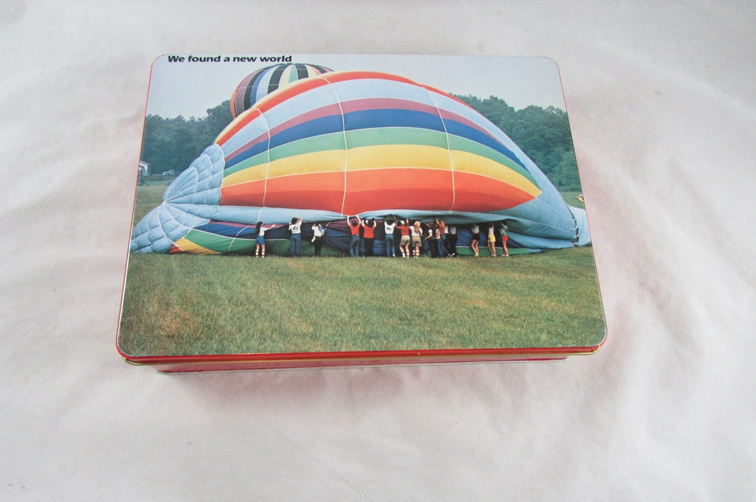 Girl Scout Cookie Tin We Found A New World Hot Air Balloon Rainbow ...