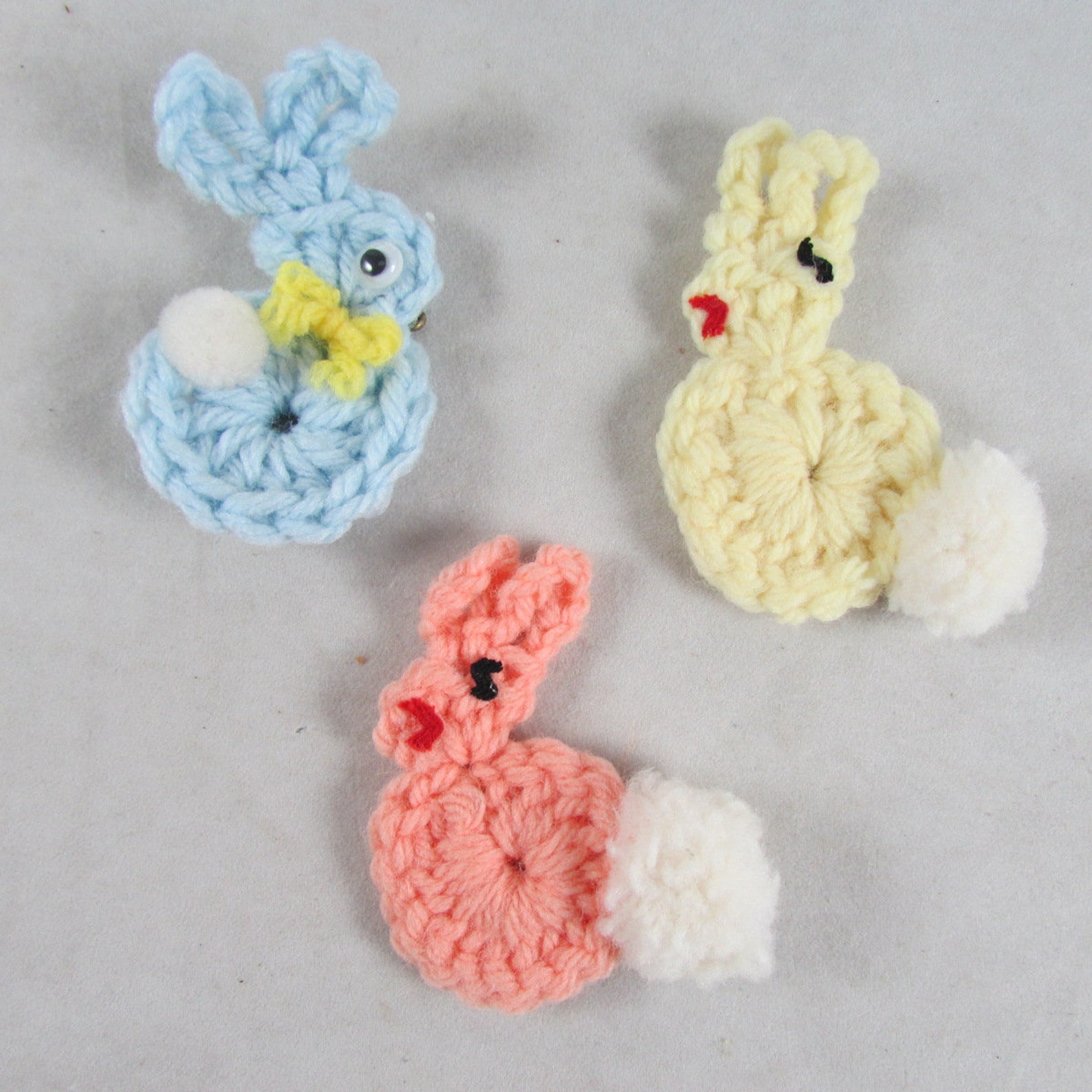 Crocheted Bunny Rabbit Brooch Pin Handmade Vintage - Etsy