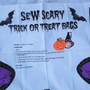 Sew Scary Trick or Treat Bags Cut and Sew Patterns Witch Pumpkin ...