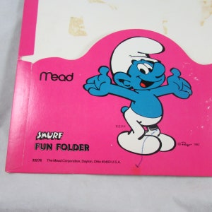 Smurf Fun Folders 2 PEYO Paper School Supplies Mead Vintage 1982 - Etsy