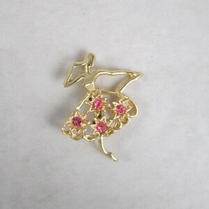 Gerrys Ballerina Dancer Pin Brooch Gold Tone With Pink Rhinestones ...