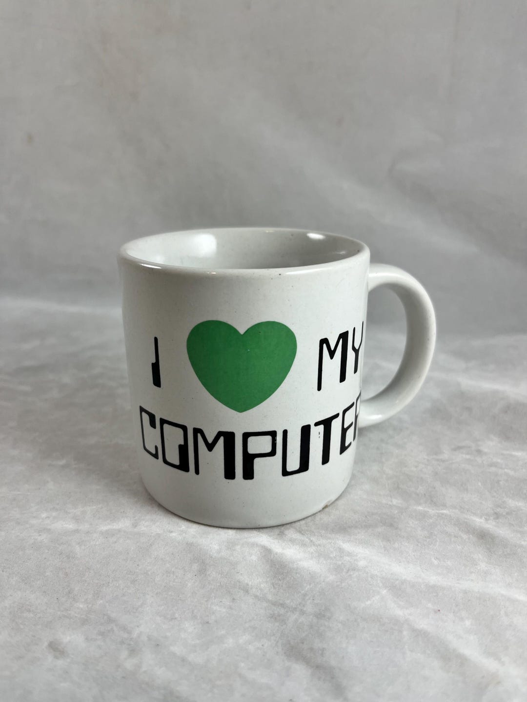 I Love My Computer Mug 1984 Computer Personals Wet Ware Green Heart ...