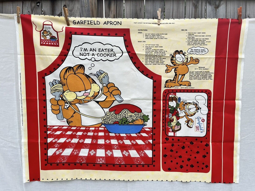 Garfield Cat Apron Kitty Bowl Placemat Catitudes Cut N Sew Vintage Hard ...