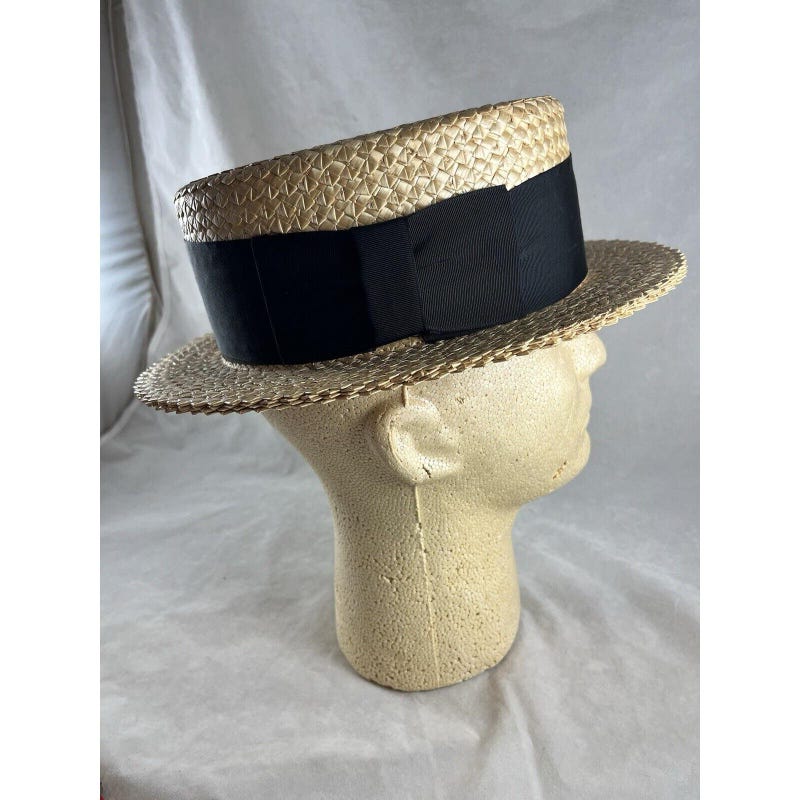 Straw Boater Hat - Etsy