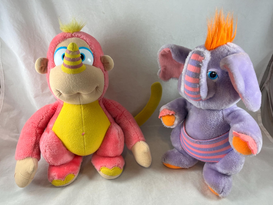 Pair Hasbro Softies Disney Wuzzles Eleroo Rhinokey Stuffed Plush Toys ...