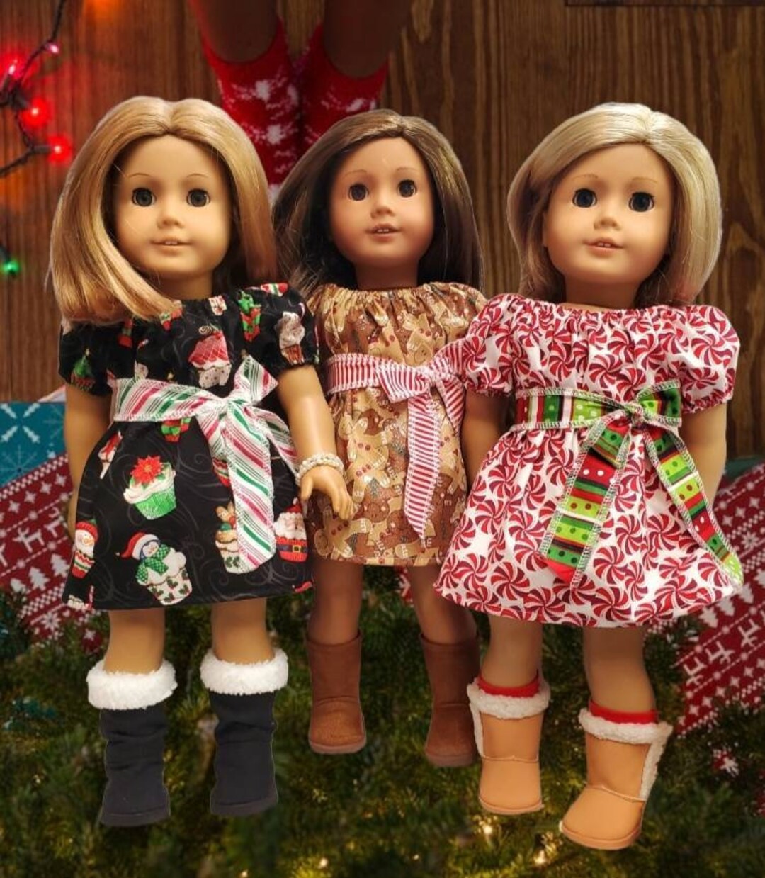 Merry Christmas Peasant, Present Dress 2 Pc 18 Inch Doll Clothes Dress ...