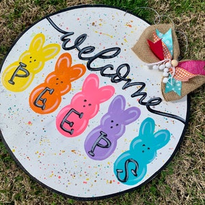 Easter Door Hanger, Easter Peeps Door Hanger, Easter Wood Door Hanger ...