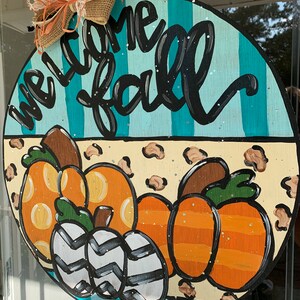 Welcome Fall Pumpkin Door Hanger, Pumpkin Door Hanger, Fall Door Hanger ...