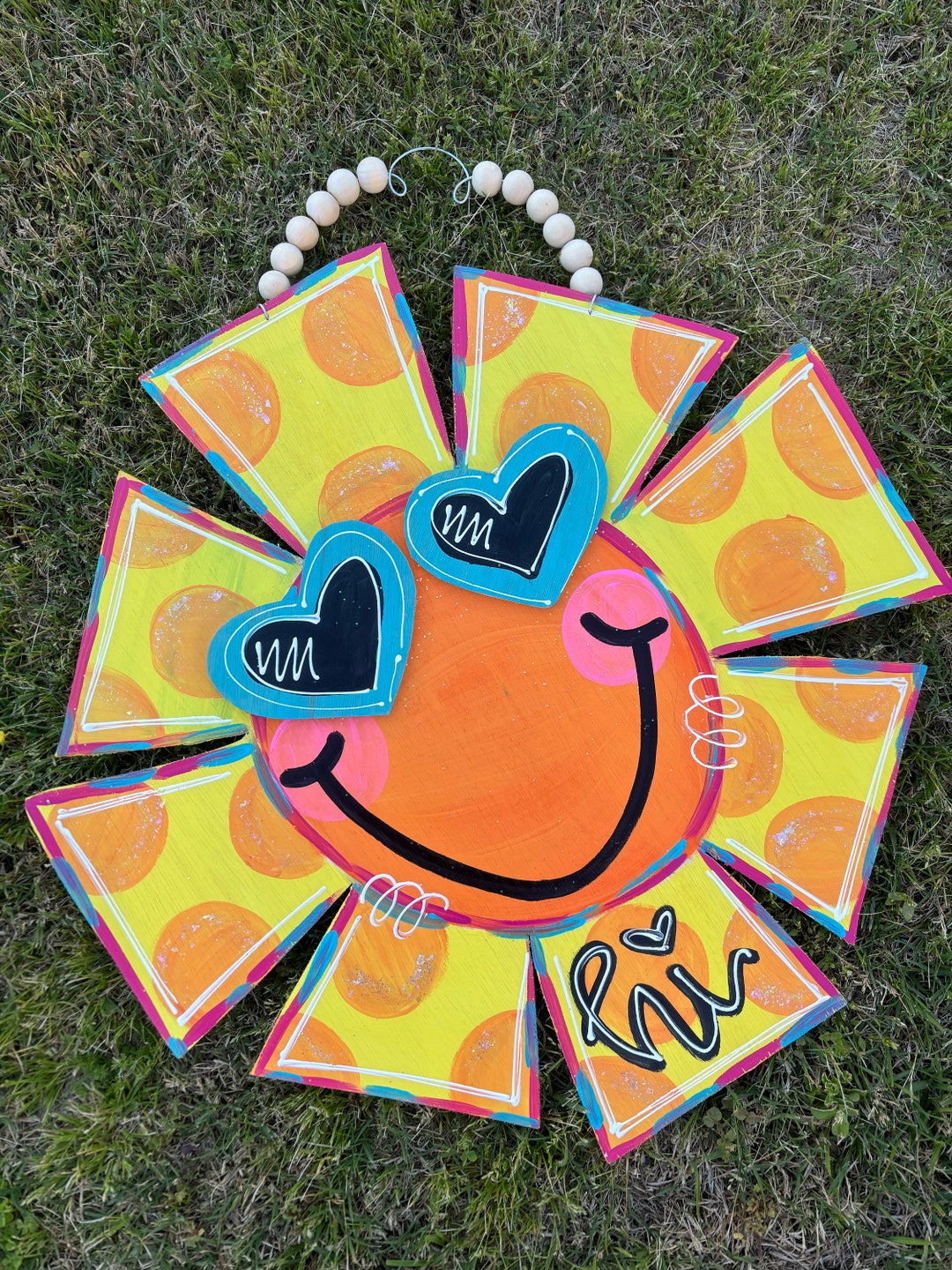 Spring Wood Door Hanger, Summer Wood Door Hanger, Bright Cheery Door ...