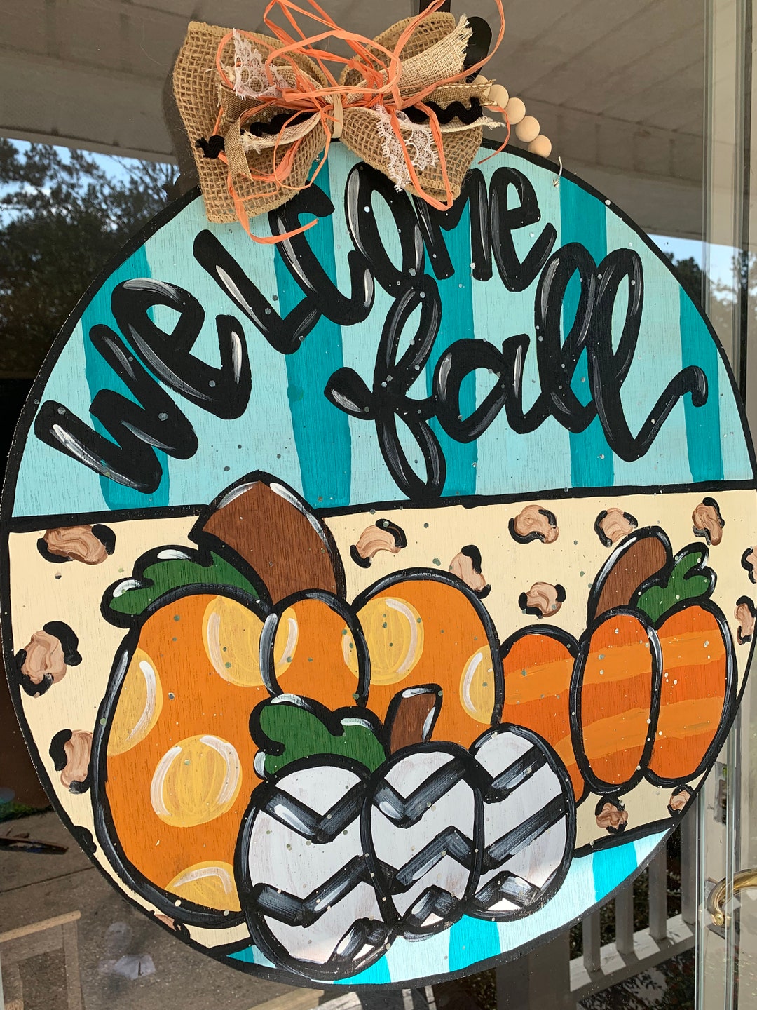 Welcome Fall Pumpkin Door Hanger, Pumpkin Door Hanger, Fall Door Hanger ...