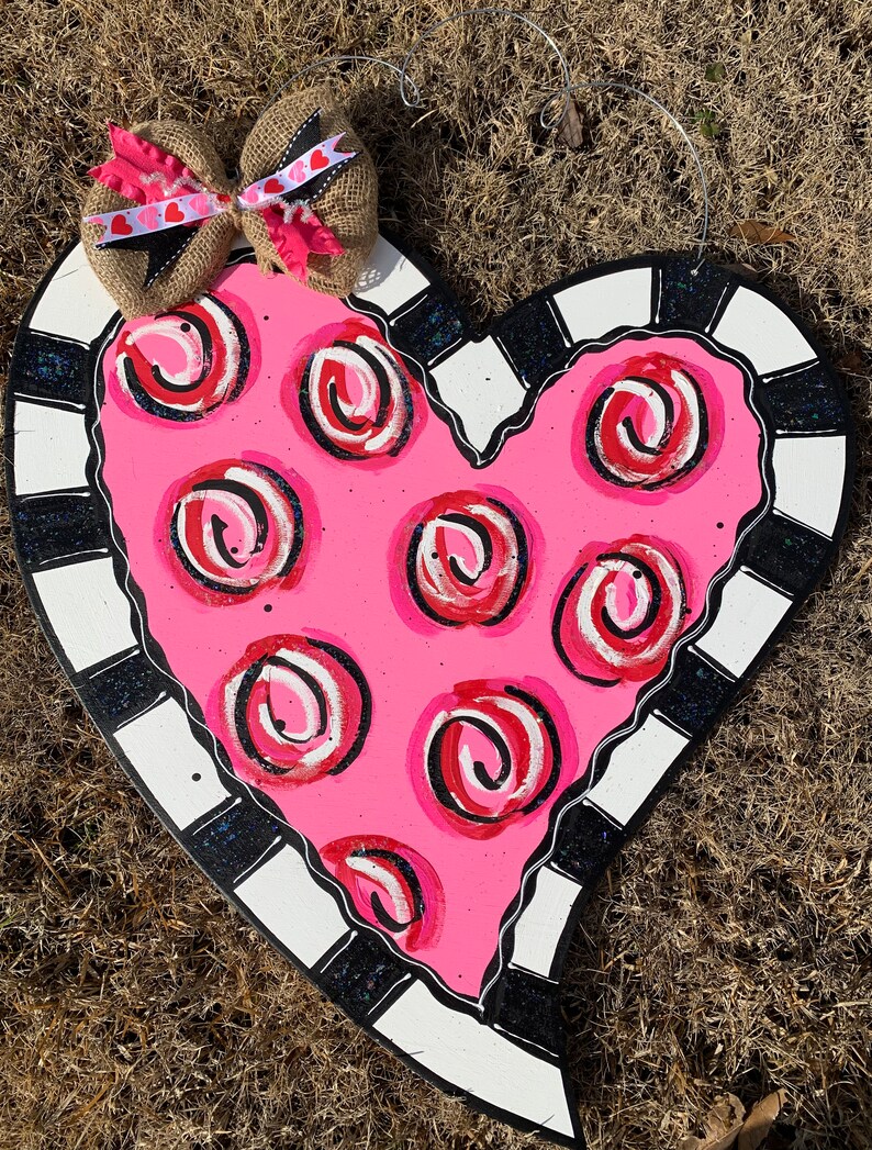 Valentines Day Door Hanger Whimsical Heart Door Hanger - Etsy