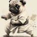 Karate Pug Printable Art Bundle of 4 Images Instant Download, Cute ...