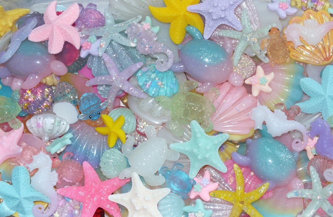 Cute Pastel Seahorse Shell Turtle Flatback Resin Charms Craft DIY ...