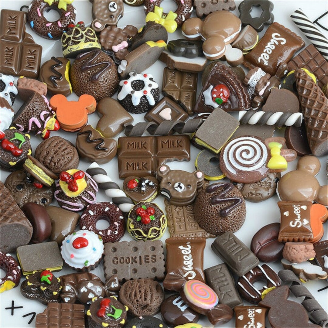 Chocoholic FAKE Chocolate Candy Resin Flatback Cabochons Sweets Dolls ...