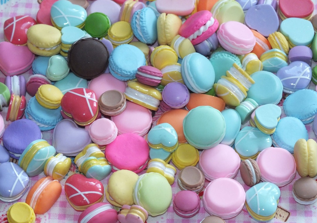 20 Pieces Fun Mixed Resin & Clay Macaroon Cakes Fake Flatback 3D Food ...