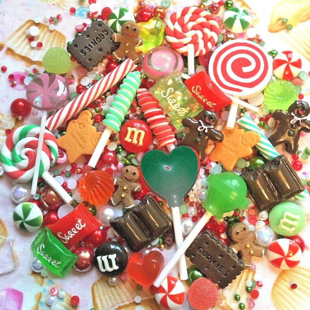 Xmas Fun Candy Resin & Clay Gingerbread Chocolate Lollipop Sweets Fake ...