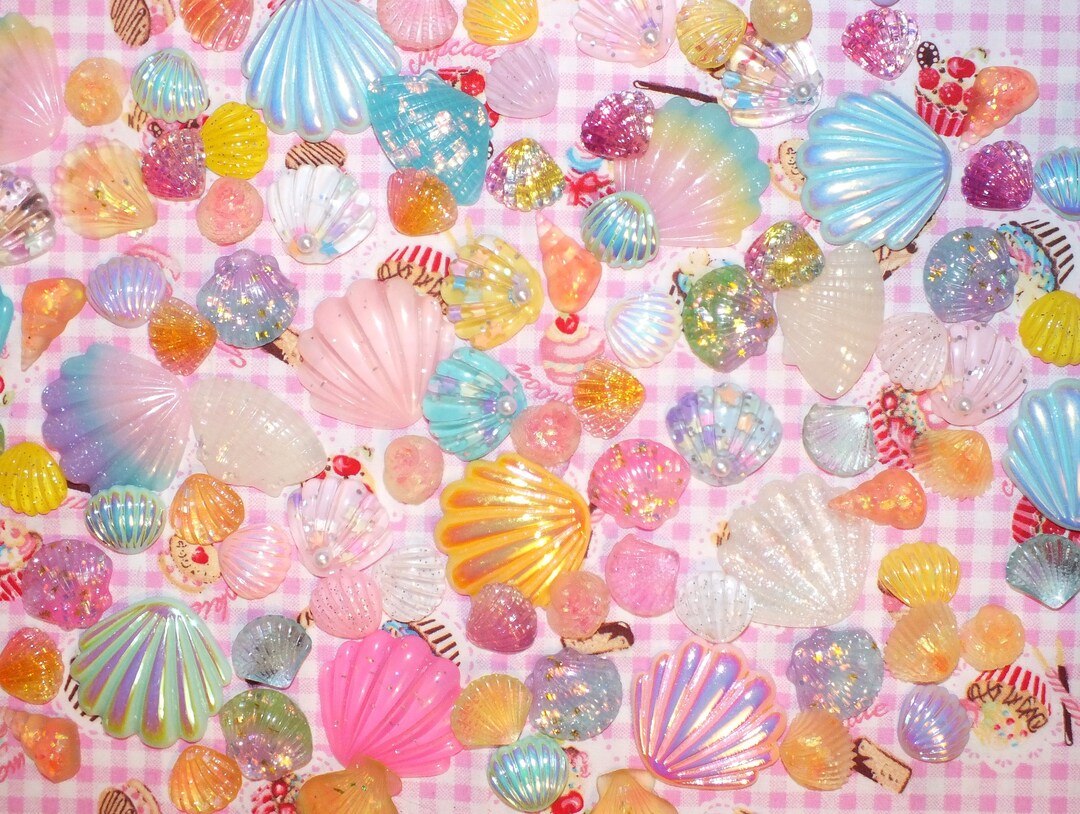 50 Pcs Shells Mixed Flatback Sea Side Large & Small AB Ombre Beach ...