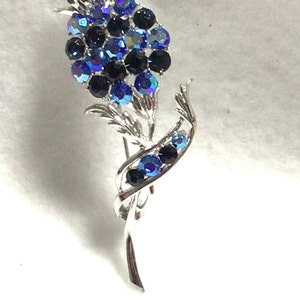 Vintage Blue Flower Brooch - Etsy