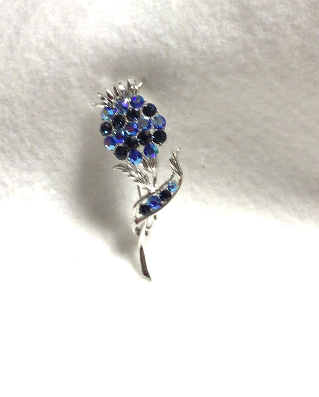 Vintage Blue Flower Brooch - Etsy