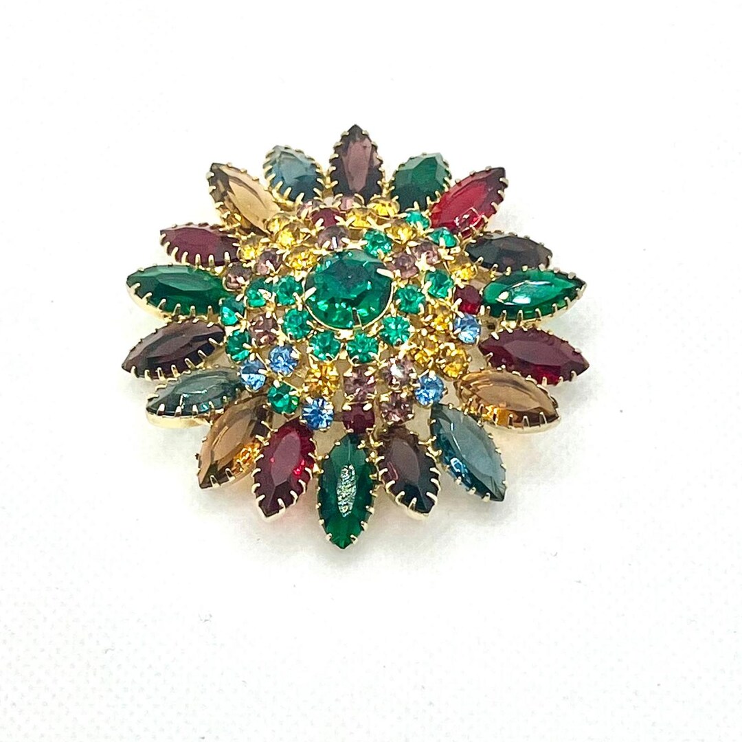 Multi Colored Prong Set Brooch - Etsy