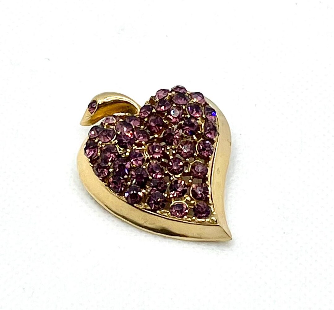 Vintage Purple Heart Brooch - Etsy