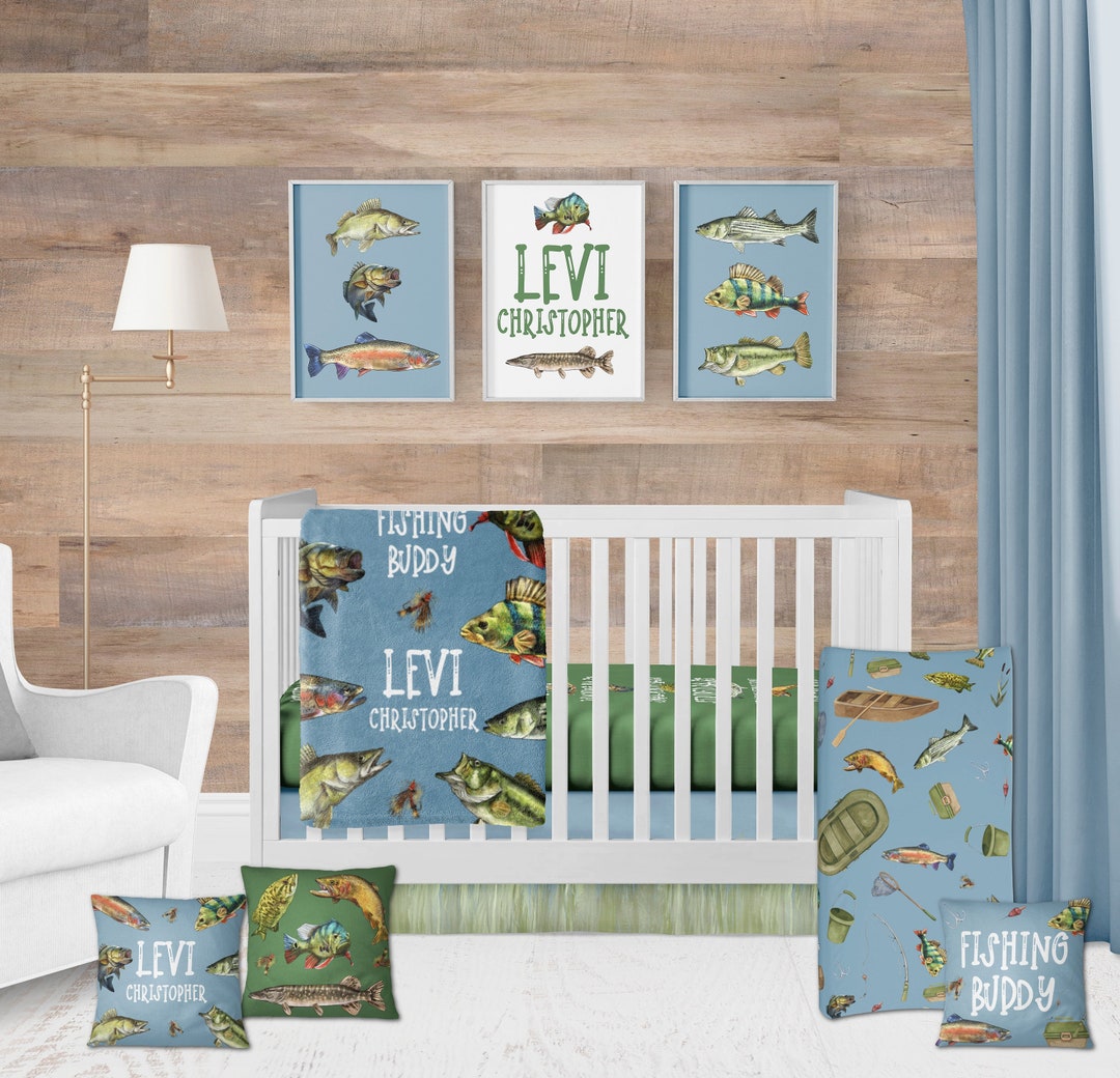Personalized Baby Boy Fisherman Theme Nursery, Fishing Bedding Crib Set ...