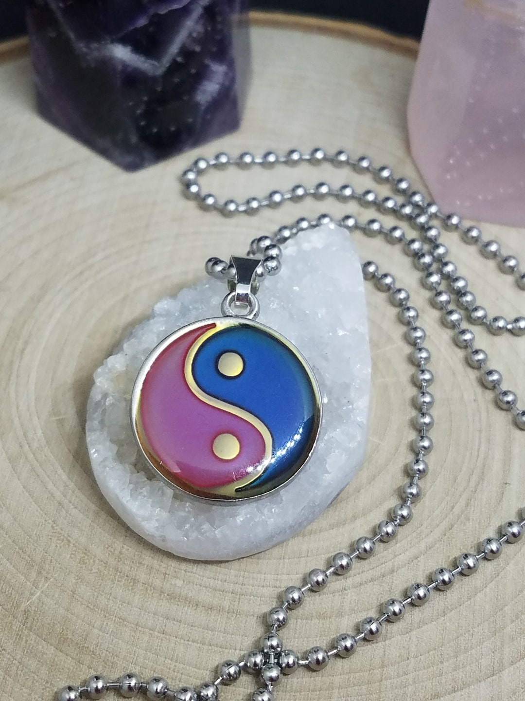Yin Yang Mood Necklace: Color Changing Charm, Occult Jewelry - Etsy