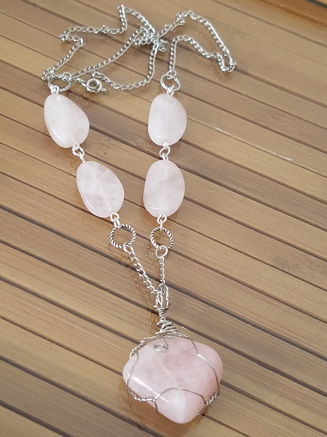 ROSE QUARTZ CRYSTAL Necklace, Rose Quartz Stone Necklace, Rose Quartz ...